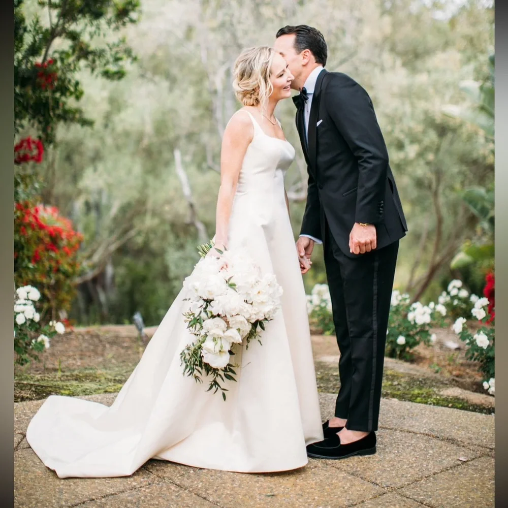 Romona Keveza | Dresses | Romona Keveza Ivory Satin Aline Wedding Gown ...